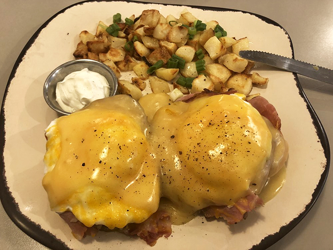 Hello, sunshine on a plate! These Eggs Benedict are dressed to impress, like tiny breakfast royalty atop their English muffin thrones.