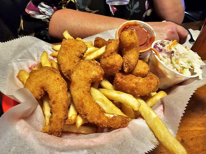 Golden treasures from the sea! These crispy shrimp are like edible sunshine, perfect for brightening any Florida day.