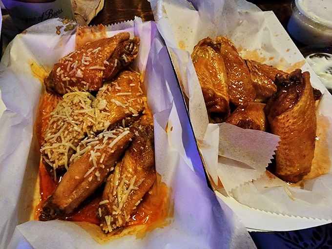 A tale of two flavors. Whether you're Team Parmesan Garlic or Team Buffalo, these wings are a win-win situation.
