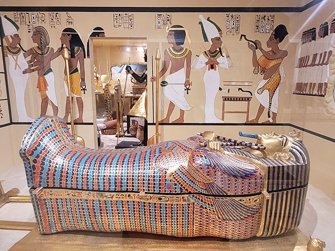 Ancient Egyptians: masters of interior decorating and really, really long naps. This sarcophagus is a gold-plated slice of history.