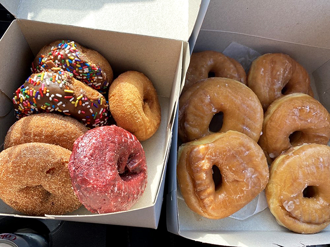 A box of happiness, served fresh daily. It's like Christmas morning, but with less wrapping paper and more sugar.