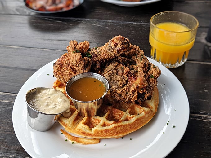 Chicken and waffles: the breakfast of champions and midnight snack of legends. It's a flavor party, and your mouth is cordially invited!