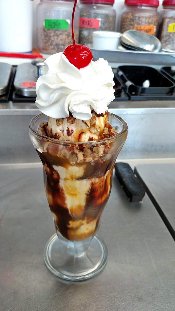 Sundae, funday! This caramel-drizzled masterpiece is what happens when ice cream dreams big.