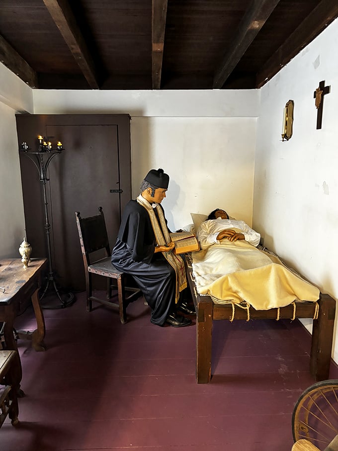 Bedside manner, 18th-century style. This scene is like a colonial "Grey's Anatomy" episode, minus the drama and plus a whole lot of prayer.