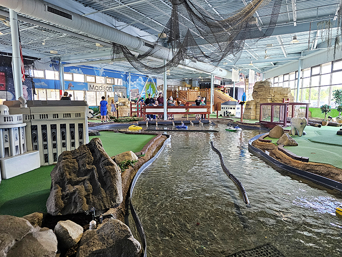 Ahoy, matey! This indoor course takes you on a swashbuckling adventure through pirate-infested waters. No eye patches required!