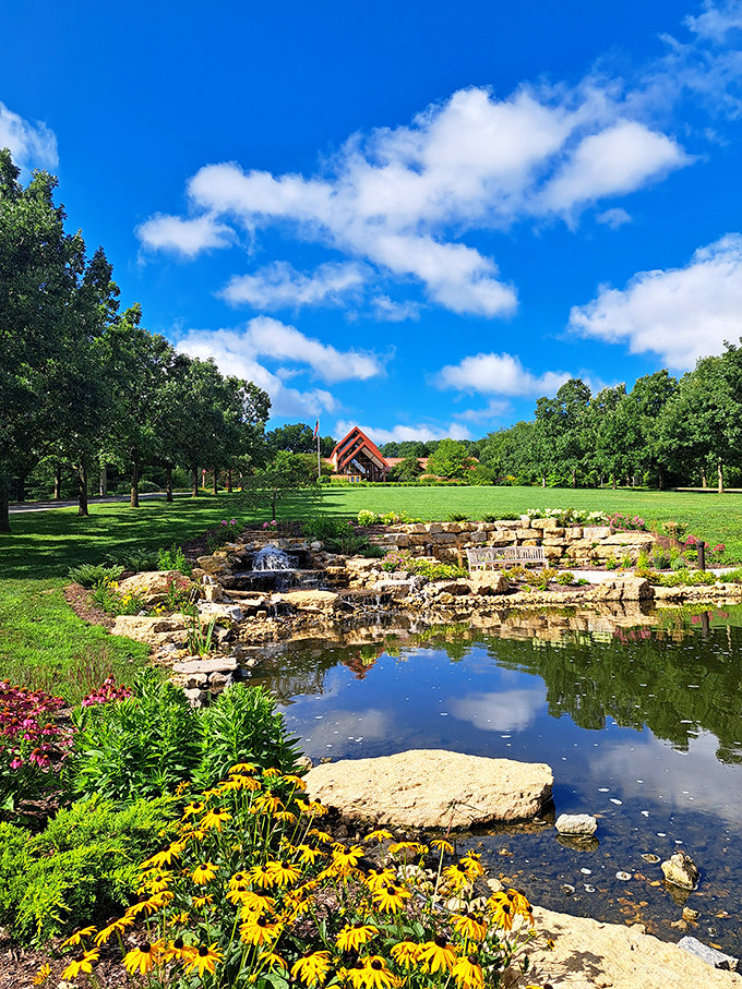 Mother Nature's living room, complete with a water feature. If Bob Ross painted paradises, this would be his masterpiece.