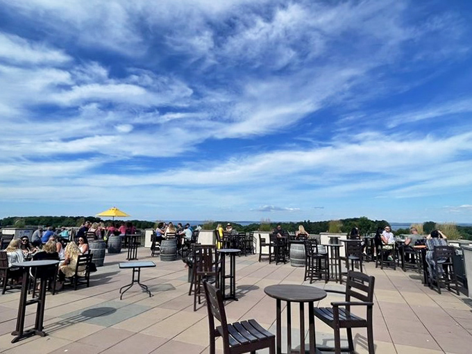 Cheers with a view! This patio is proof that sometimes the best pairing for a great wine is an even better landscape.