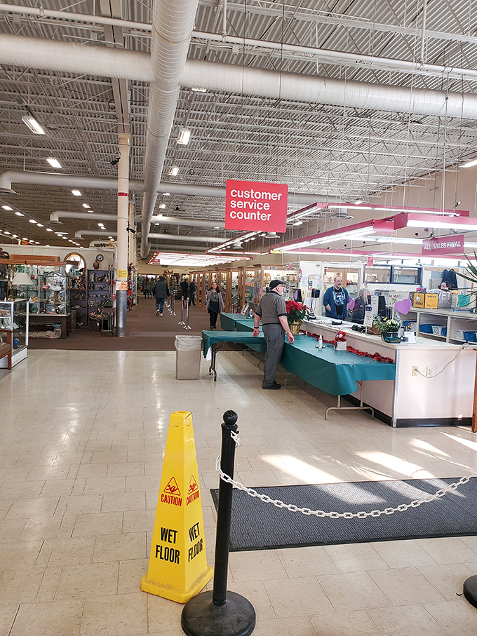 The customer service counter: where dreams come true and wallets get lighter. It's like Santa's workshop, but with price tags instead of gift wrap.