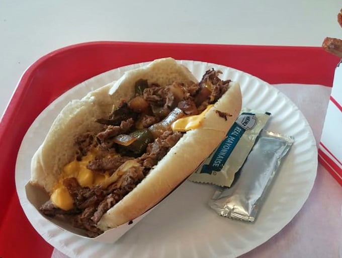 Cheesesteak perfection: Where 'too much' meets 'just right'. It's a delicious balancing act on a plate.