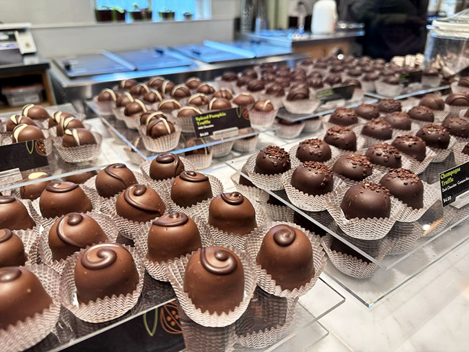 Chocolate bonbons, nature's way of saying "I love you" in bite-sized form. Each one's a little piece of cocoa paradise.