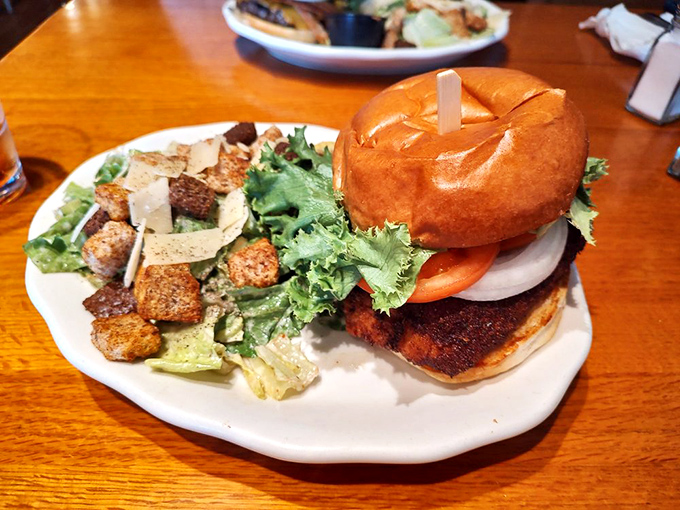 Holy haddock! This sandwich is a tower of crispy, flaky goodness. It's the Leaning Tower of Yum-sa, if you will.