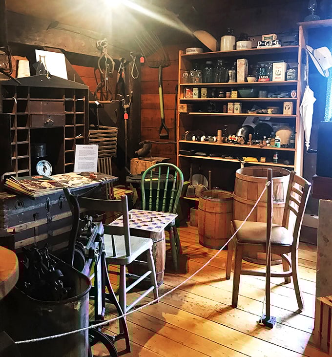 Marie Kondo would have a field day here! This cozy corner is packed with more vintage treasures than you can shake a butter churn at.