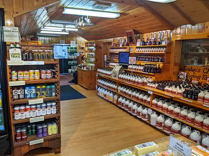 The maple aisle: where breakfast dreams come true. From syrup to candy, it's a sticky-sweet wonderland that'd make even Mrs. Butterworth jealous.