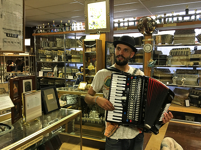 Meet the accordion whisperer! This enthusiastic guide is ready to pump you full of squeezebox knowledge and maybe inspire your inner polka star.