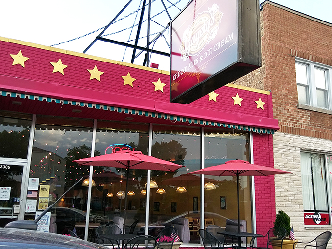 Gayety's: Where happiness comes in scoops and smiles are served by the gallon. That awning is basically a rainbow of joy.