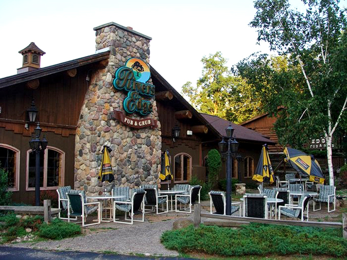 Timber! Your plans to keep driving will fall flat when you spot this log cabin culinary oasis.
