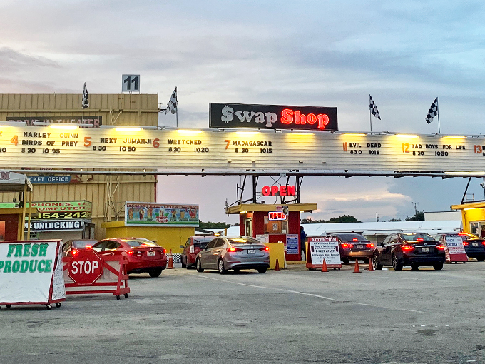 Drive-in meets dive-in! This unique market combines bargain hunting with big-screen thrills under the stars.