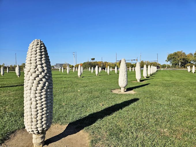 "Children of the Corn meets modern art in this a-maize-ing field. Butter not included!"