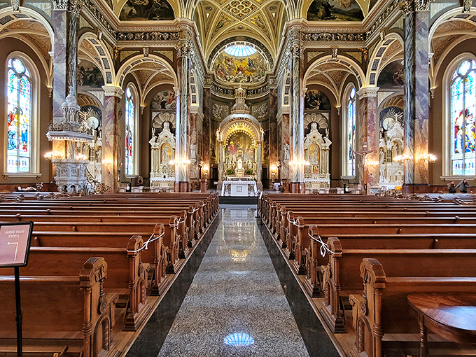 Prepare for neck strain! The dome and details will have you gawking like a tourist at Times Square.