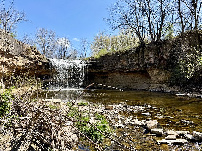 Those limestone ledges create a gentle cascade that might be small but makes up for it with pure charm.
