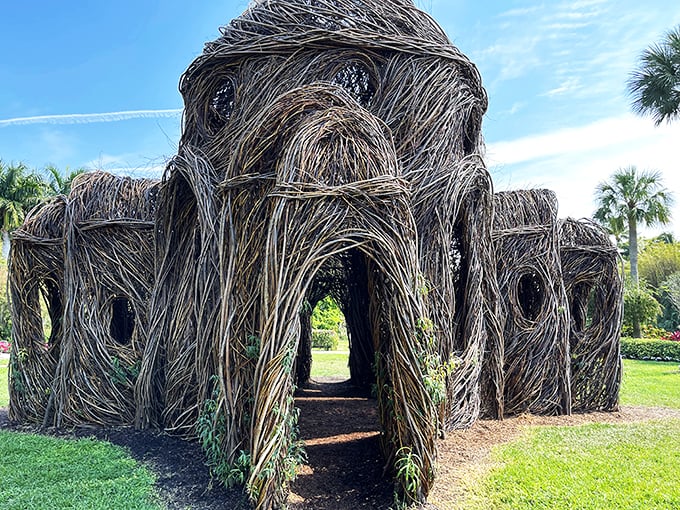 Nature's pergola! This flower-draped walkway is like strolling through a living, breathing work of art. No museum passes required!