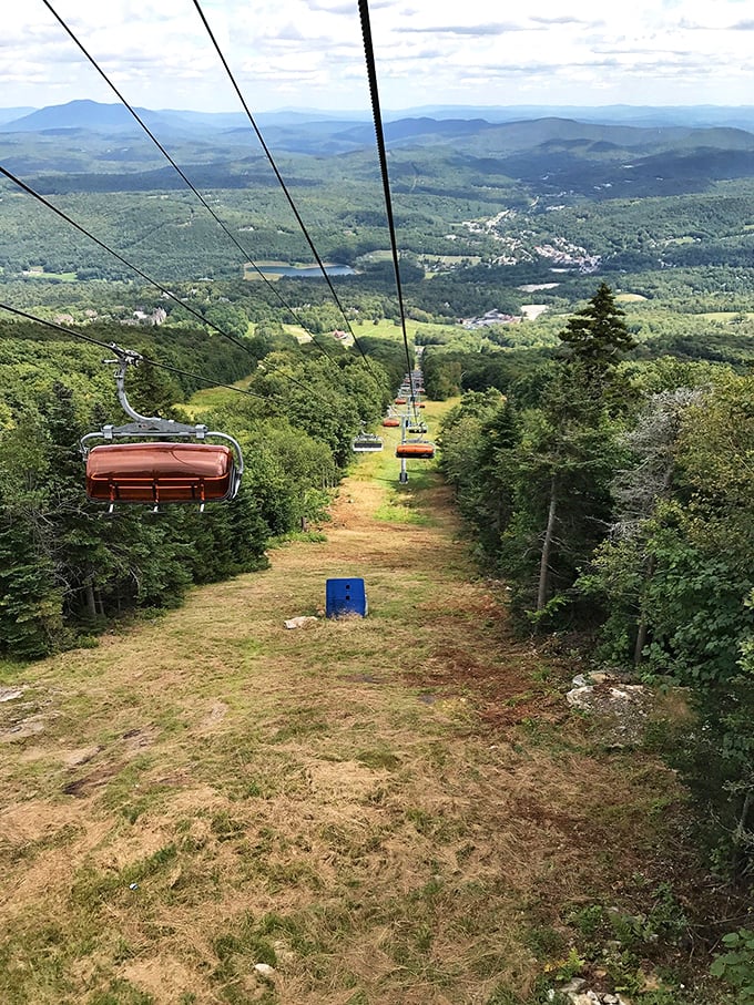 Okemo in autumn: Nature's own fireworks display. It's like the trees are trying to outdo the ski runs for excitement.