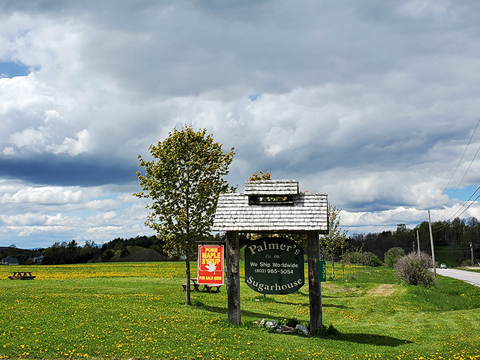 Quaint signage, green fields, and golden syrup. Palmer's Sugarhouse is serving up the colors (and flavors) of Vermont.