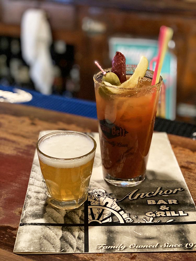 This Bloody Mary isn't just a drink, it's a meal in a glass. It's like a garden party, but with vodka as the guest of honor.