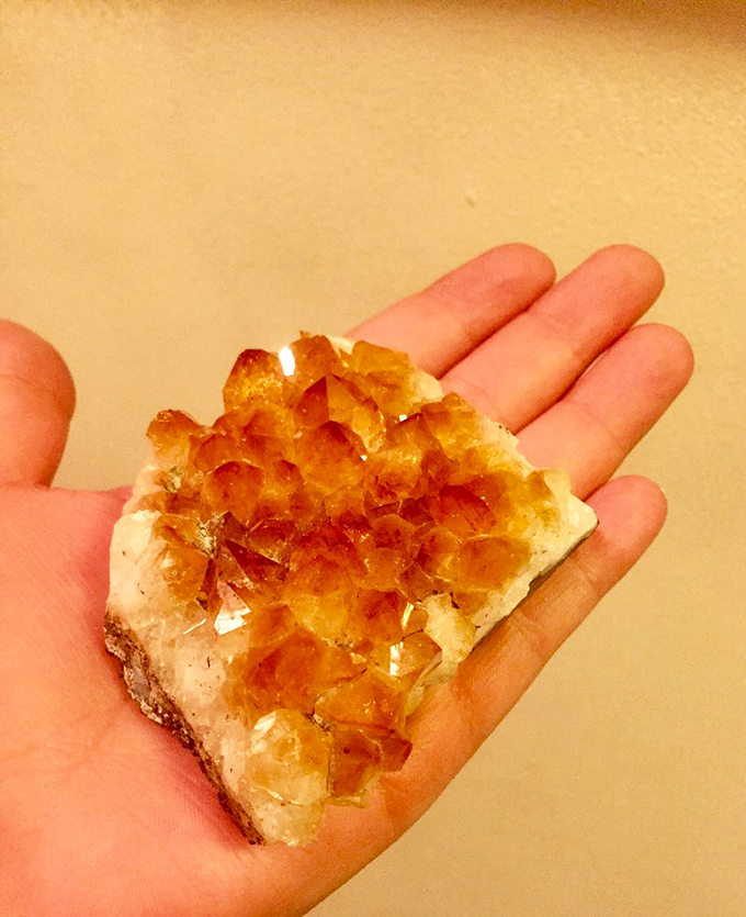 Golden opportunity! This citrine specimen shines brighter than my future after winning the lottery.
