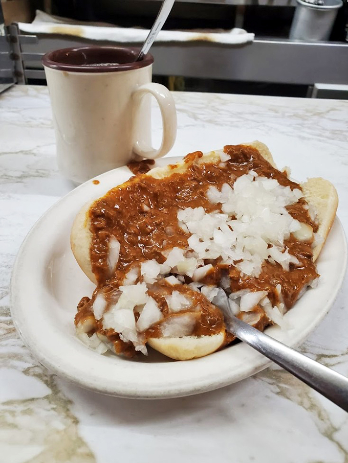 Coffee and chili: The breakfast of champions at Duly's. Who needs a green smoothie when you can have this?