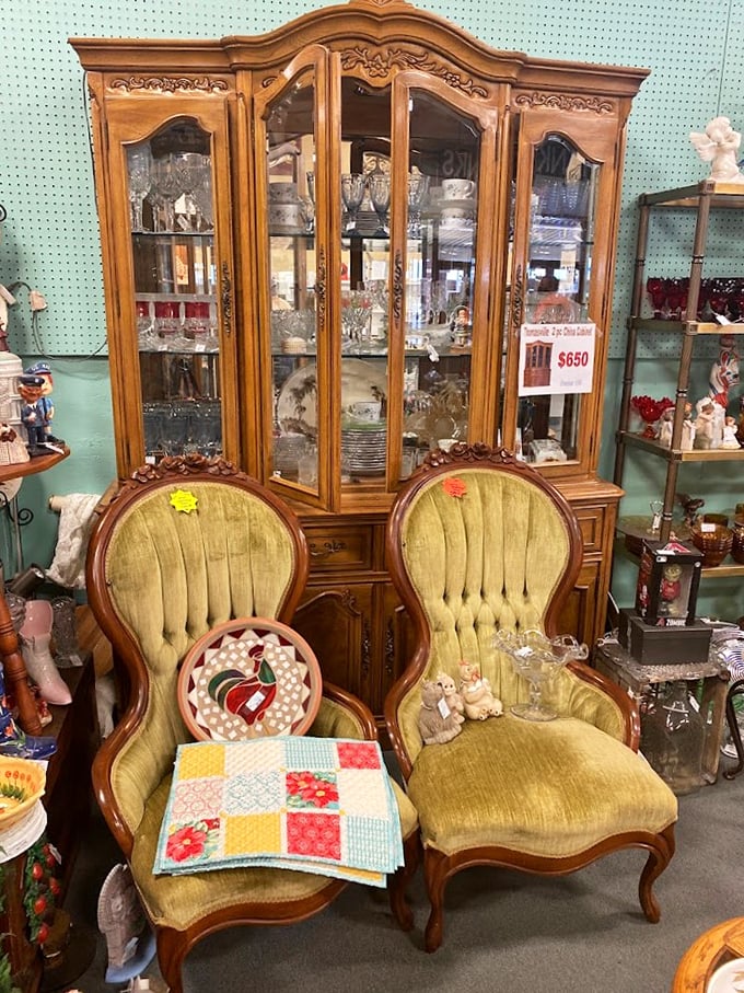 Sit back and relax... in style! These elegant chairs are begging for a Victorian tea party or a dramatic reading of "Gone with the Wind."