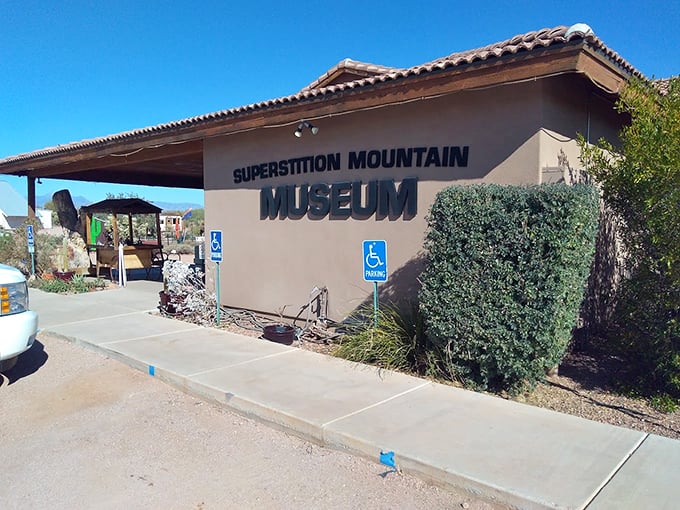 Front and center, the museum entrance beckons. It's less "Night at the Museum" and more "Afternoon in the Arizona Sun."