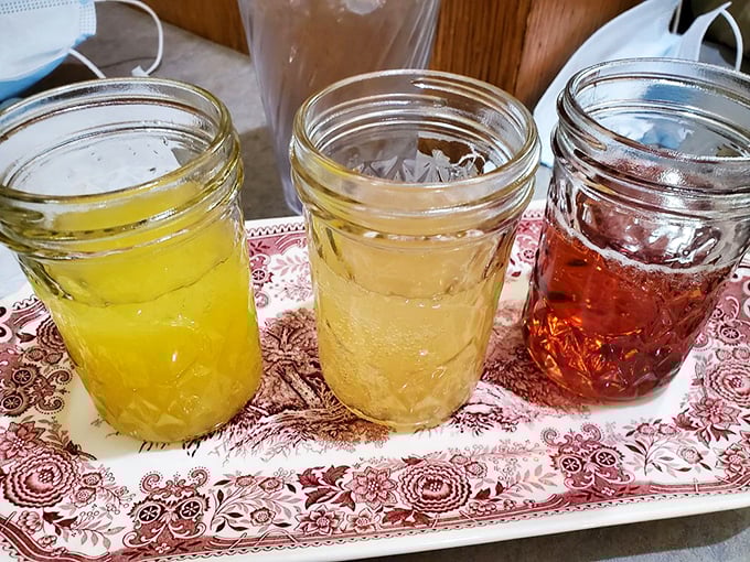 Mimosa flight: Because sometimes one flavor of breakfast juice just isn't enough. It's like a sunrise in three acts!