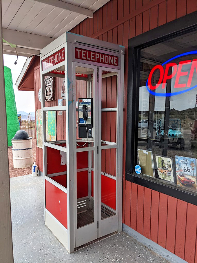 Ring ring! It's the past calling, and it wants you to step inside this cherry-red phone booth for a selfie that'll make your followers green with envy.