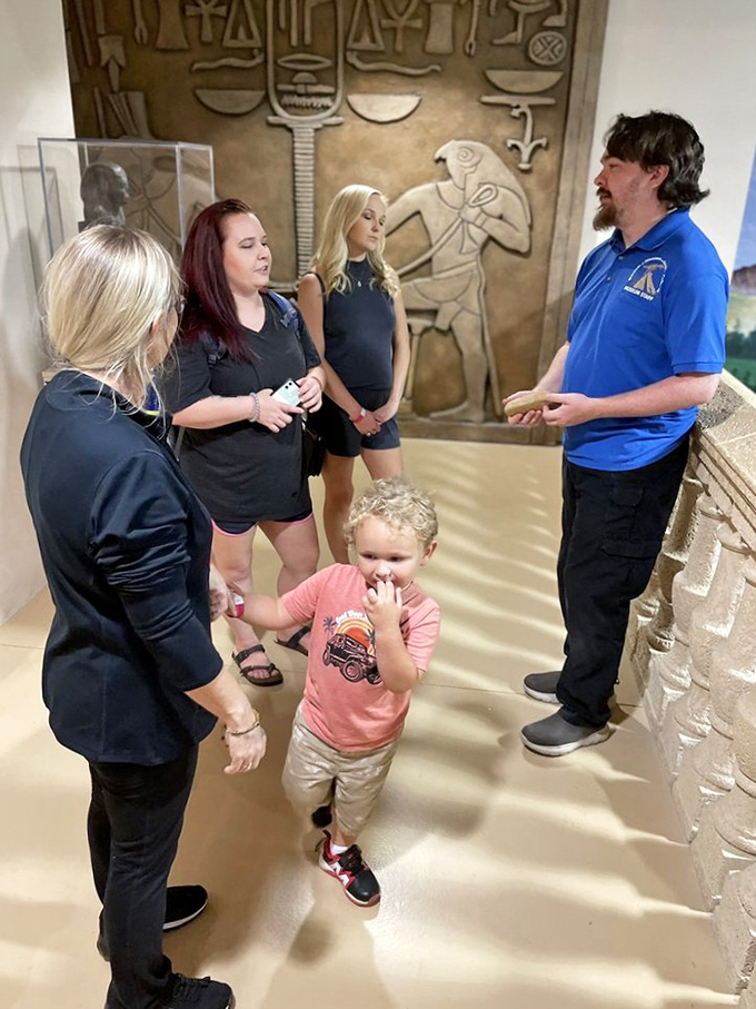 "So, a paleontologist, an Egyptologist, and a toddler walk into a museum..." Looks like the setup for a prehistoric punchline!