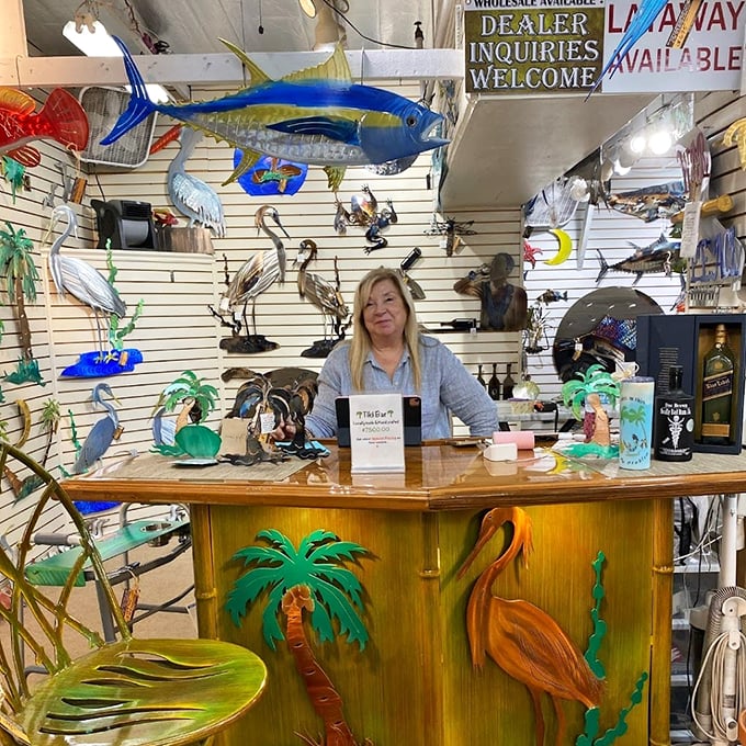 Meet the queen of coastal kitsch! Her realm of seaside treasures would make Poseidon jealous. Dive into a world of whimsical waves.