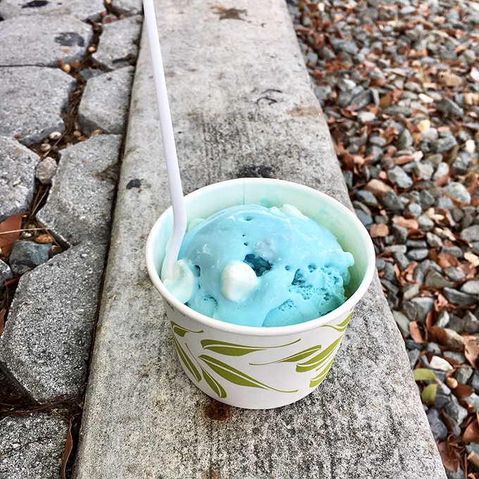 Blue ice cream that's anything but sad. It's like diving into a refreshing pool, only sweeter and without the risk of belly flops.