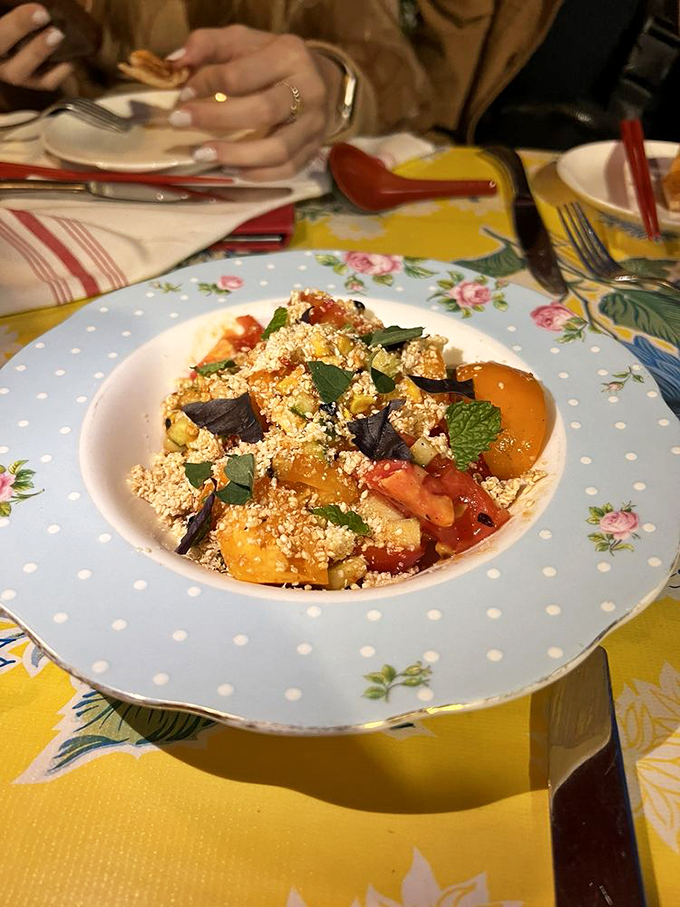 A salad that's more colorful than a lobster's blush! This dish is proof that eating your veggies can be a joyous, Instagram-worthy affair.