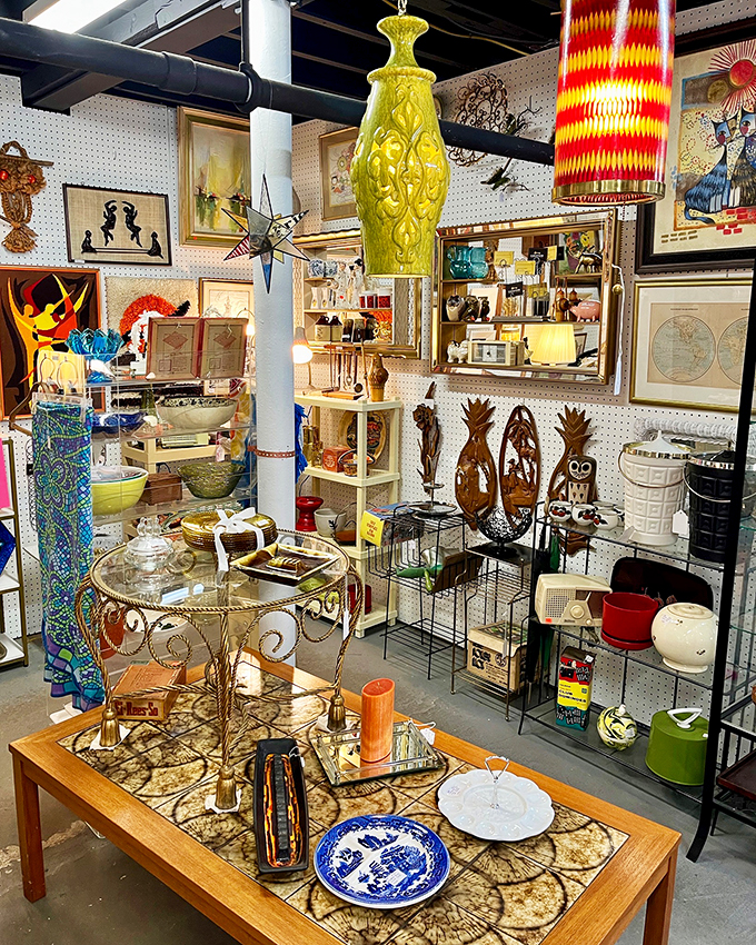 Welcome to the Island of Misfit Decor! This eclectic mix is what happens when a yard sale and an art gallery collide.