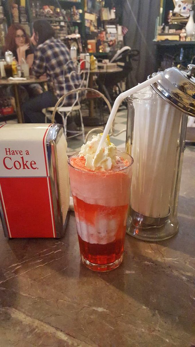 Float on! This cherry-topped soda is a bubbly work of art that'll transport your taste buds straight to Happy Days.