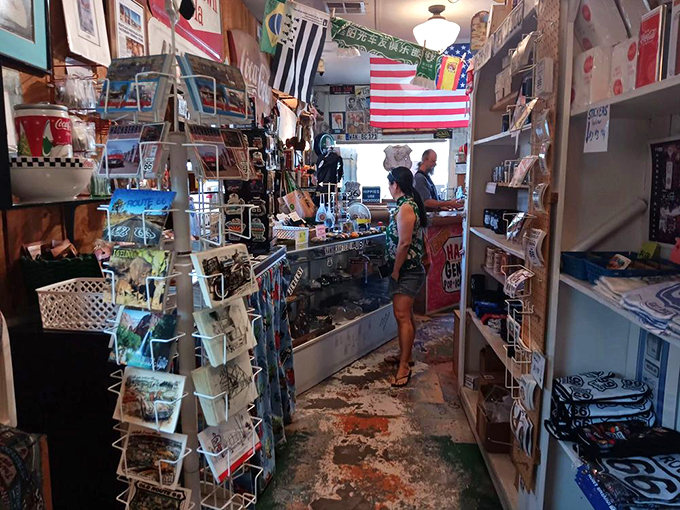 At Hackberry, even the checkout is an adventure. It's like playing "I Spy" with decades of road trip memorabilia while you're buying that "I Heart Route 66" magnet.