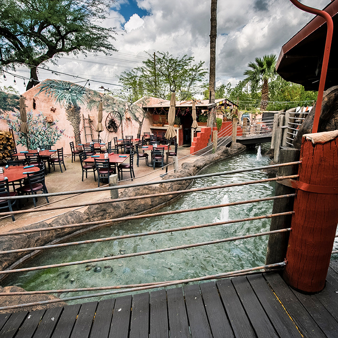 Follow the stream to flavor town! This water feature is more refreshing than a cold cerveza on a hot Scottsdale day.