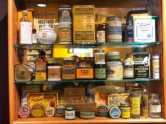 Time travel via condiments. These vintage mustard jars are like little yellow DeLoreans, whisking you back to picnics past.