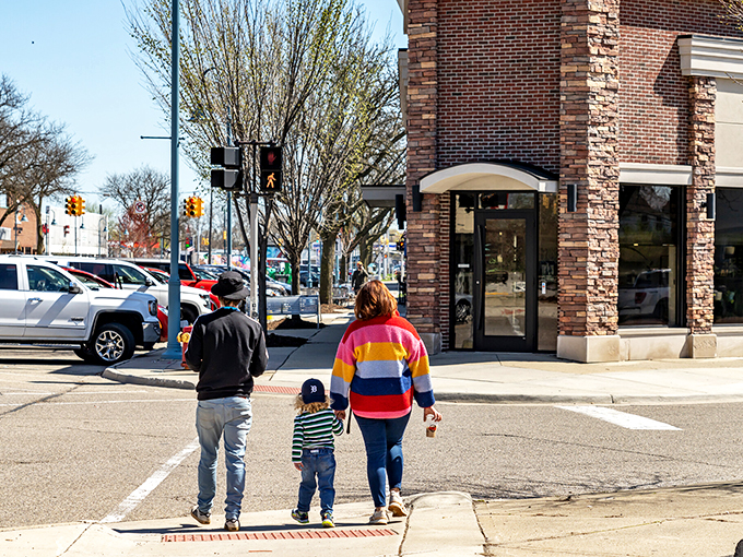 Family stroll or impromptu fashion show? This colorful scene captures the essence of Allen Park living – comfortable, vibrant, and always camera-ready.