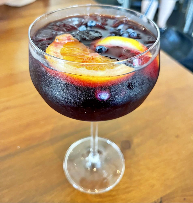 Wild blueberry sangria: Maine's answer to Spanish siesta. A refreshing twist that'll have you saying "Ol&eacute;" with a Down East accent.