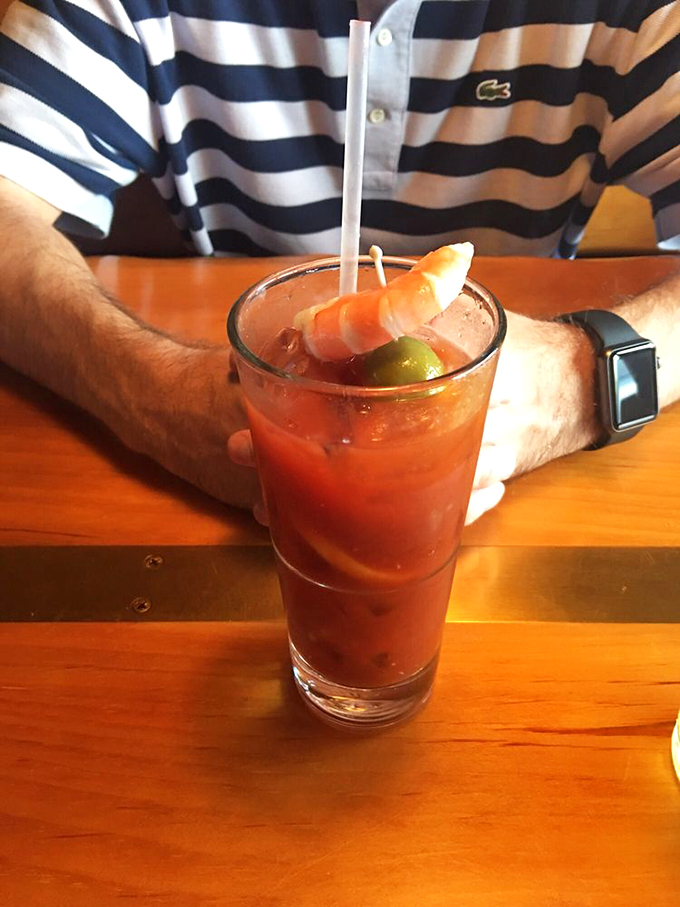 Bloody Mary, quite contrary, how does your garnish grow? With shrimp and pickles all in a row!