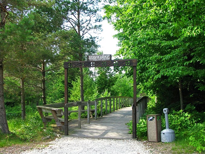 Welcome to the stairway to Scandinavian heaven! This charming boardwalk invites you to leave your worries (and maybe your shoes) behind.
