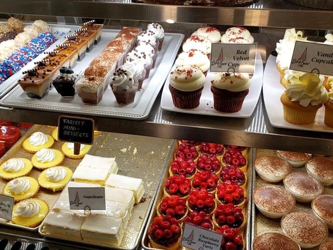 Feast your eyes on this display case! It's like Willy Wonka decided to focus on pastries instead of chocolate. Pure imagination indeed!