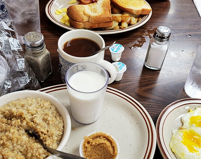 A breakfast spread that's music to your taste buds. From steaming coffee to hearty oatmeal, this symphony of flavors hits all the right notes.
