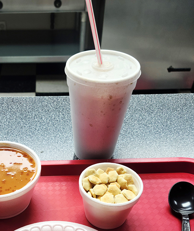 Quench your thirst after a chili adventure. This drink's so big, it might need its own seat at the table.